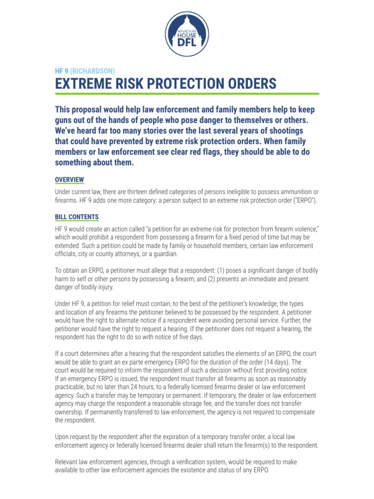 Extreme Risk Protection Orders: (Richardson) | PDF | Restraining Order ...