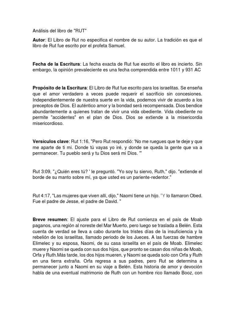 Análisis Del Libro de Rut | PDF | Libro de rut | Religión y creencia