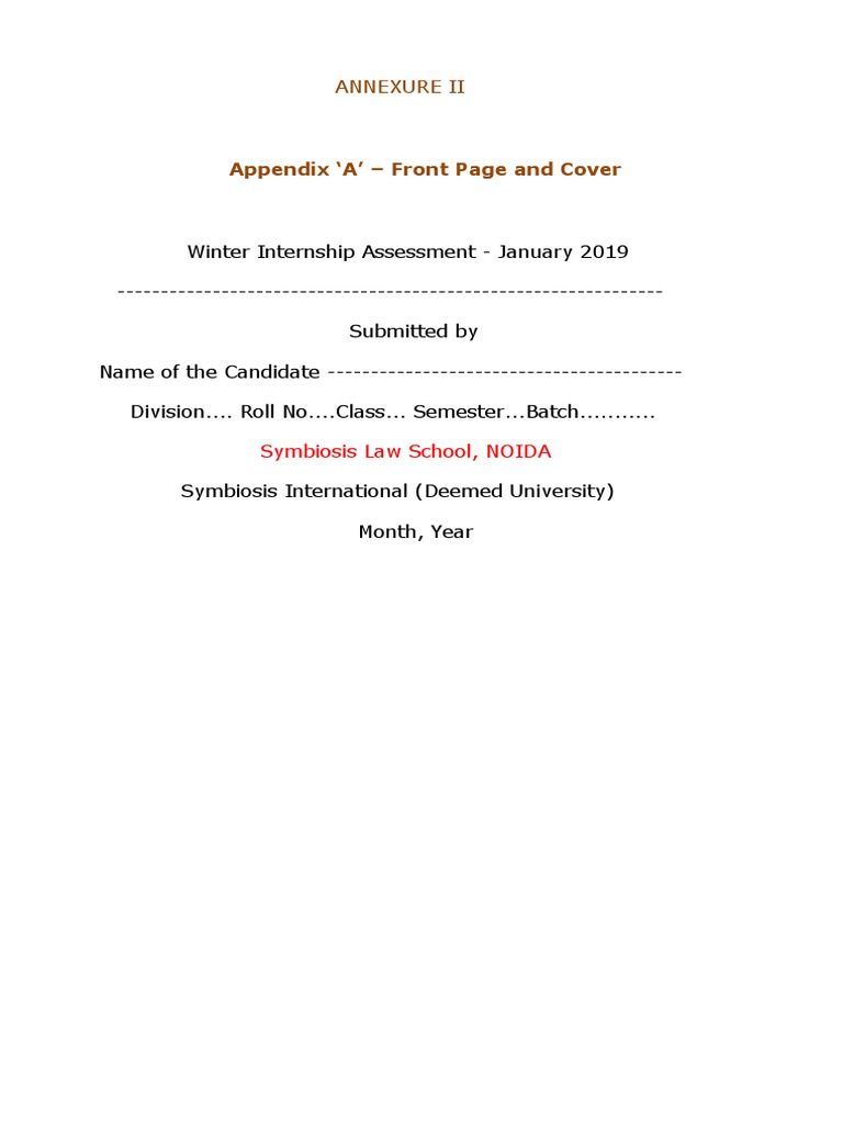 Appendix A' - Front Page and Cover: Annexure Ii | PDF | Plagiarism ...