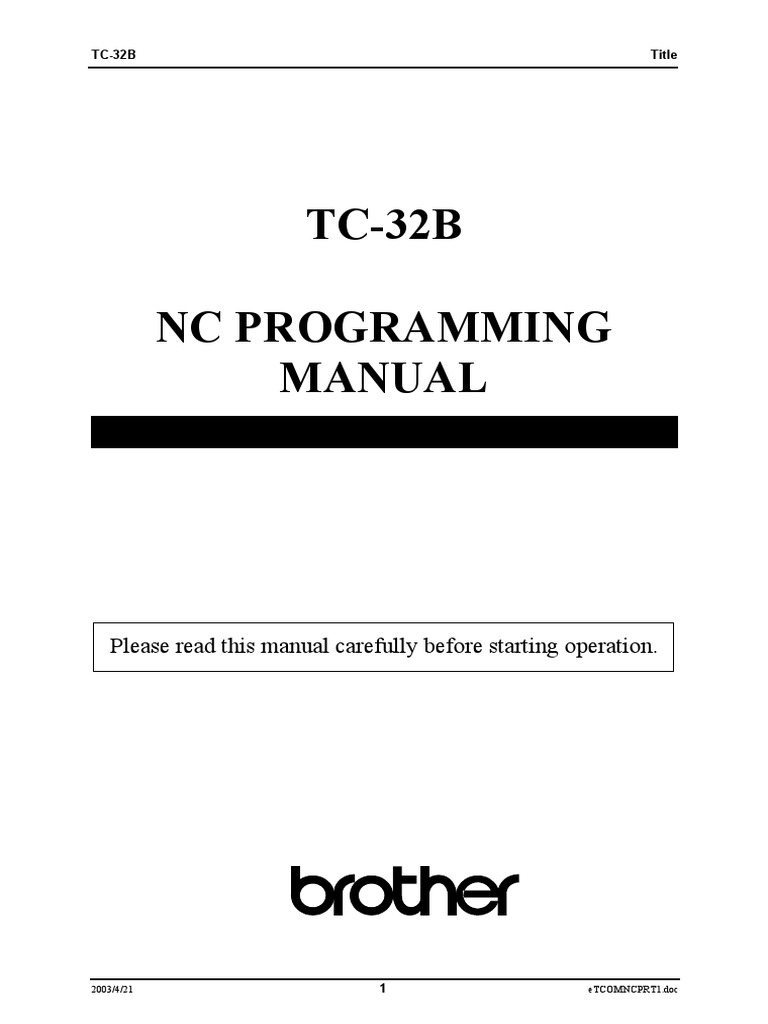 Brother-Boo NC Progr | PDF | Parameter (Computer Programming) | Subroutine
