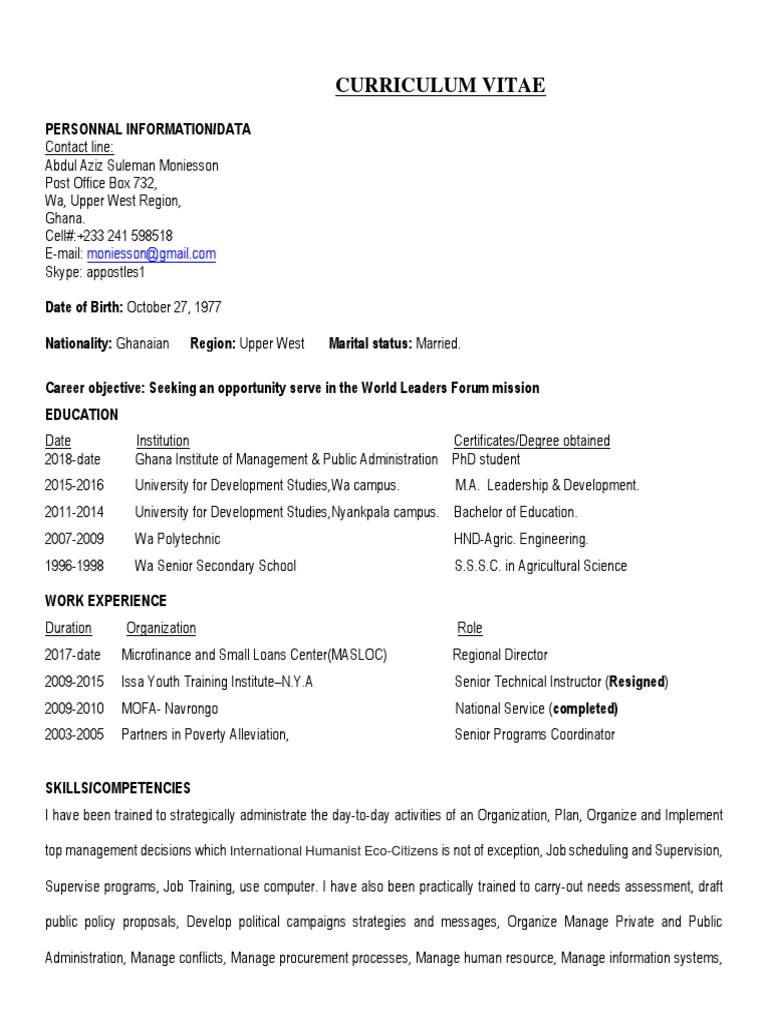 Abdul Aziz Suleman Moniesson CV | PDF | Behavior Modification | Learning