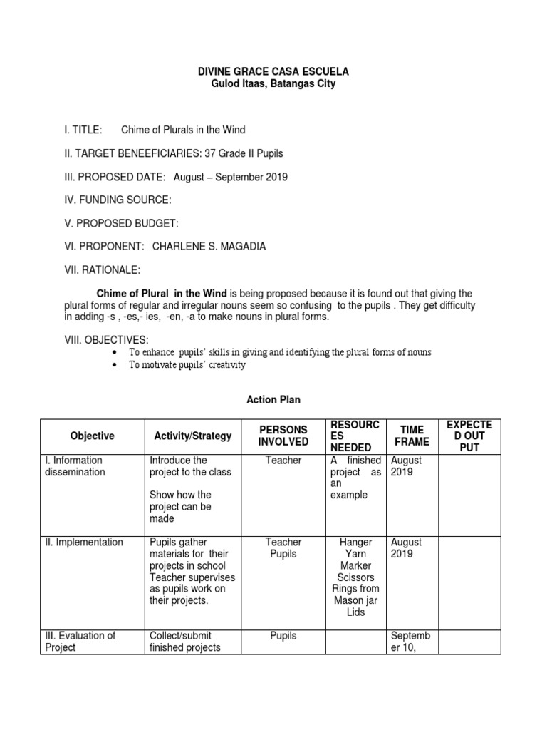Project Proposal of Grade 2 | PDF | Cognition | Linguistic Morphology