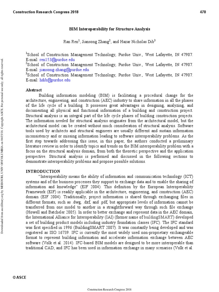 Ren153@purdue - Edu Jiansong-Zhang@purdue - Edu Hdib@purdue - Edu: BIM Interoperability For ...