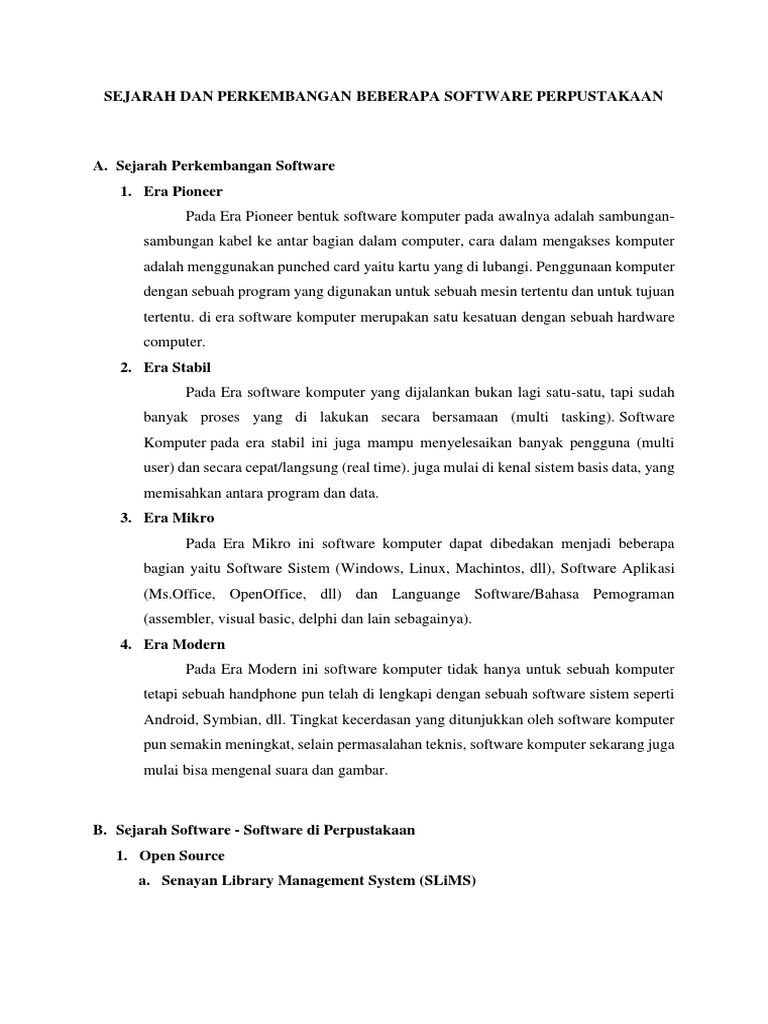 Perkembangan Beberapa Software Perpustakaan | PDF | Seni | Komputer