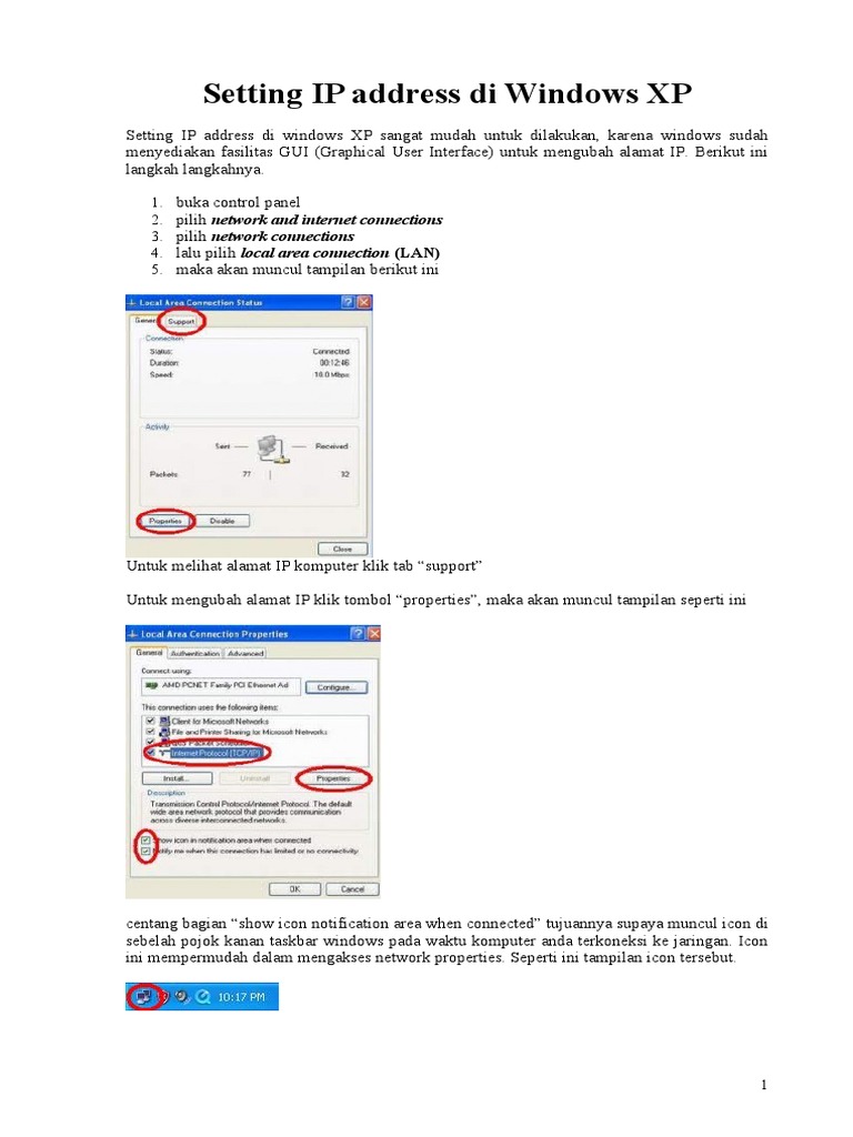 Setting IP Address Di Windows XP | PDF | Game & Aktivitas | Komputer