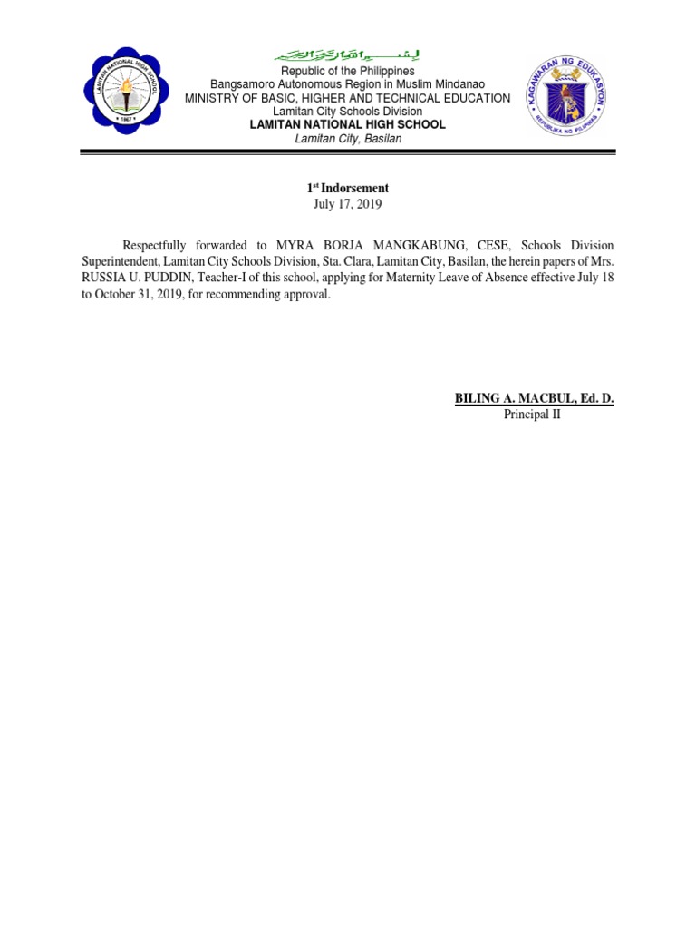 Indorse Ment Letter Sample | PDF