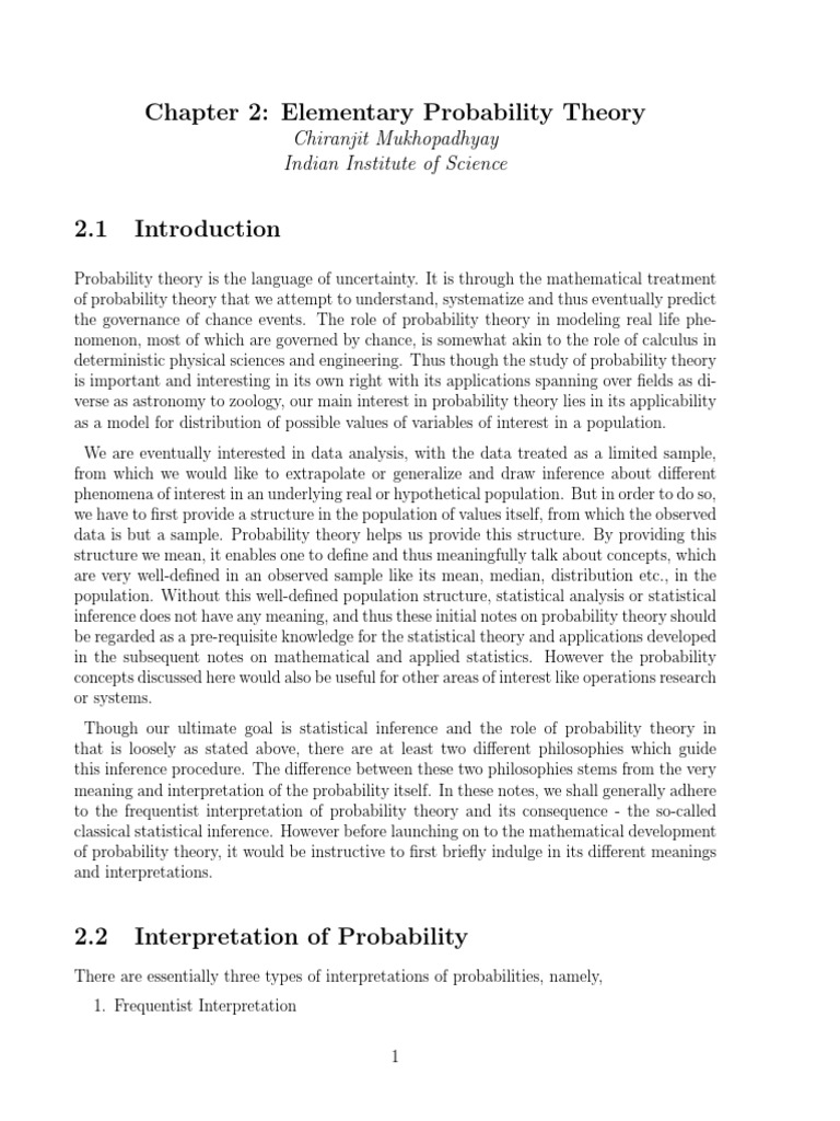 Chapter 2: Elementary Probability Theory: Chiranjit Mukhopadhyay Indian ...