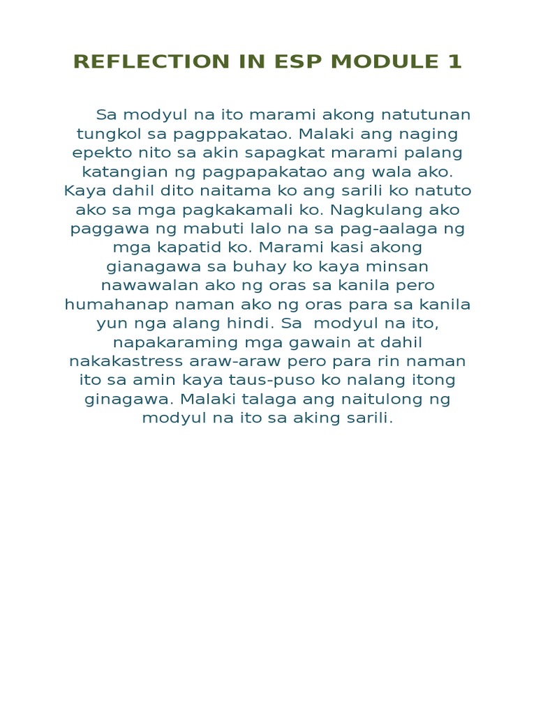 Reflection in Esp Module 1 PDF | PDF
