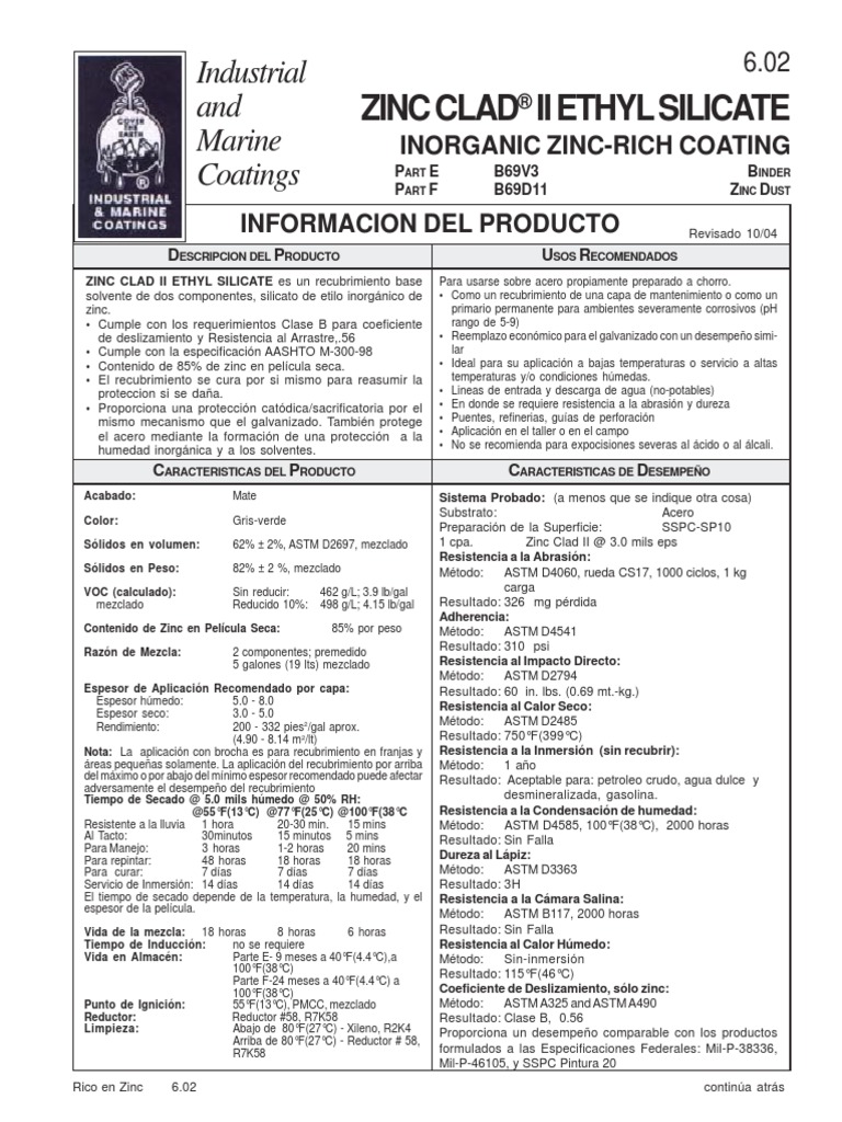 Zinc Clad II Ethyl Silicate | PDF | Revestimiento | Zinc