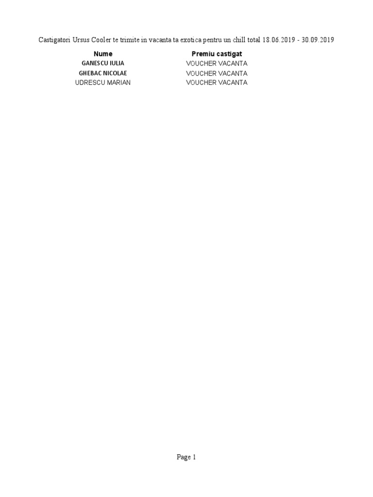 Lista Castigatori Ursus Cooler PDF | PDF