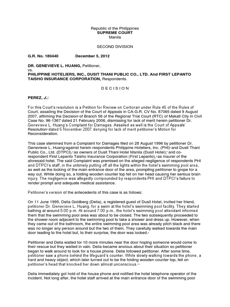 GR No. 180440 | PDF | Negligence | Burden Of Proof (Law)