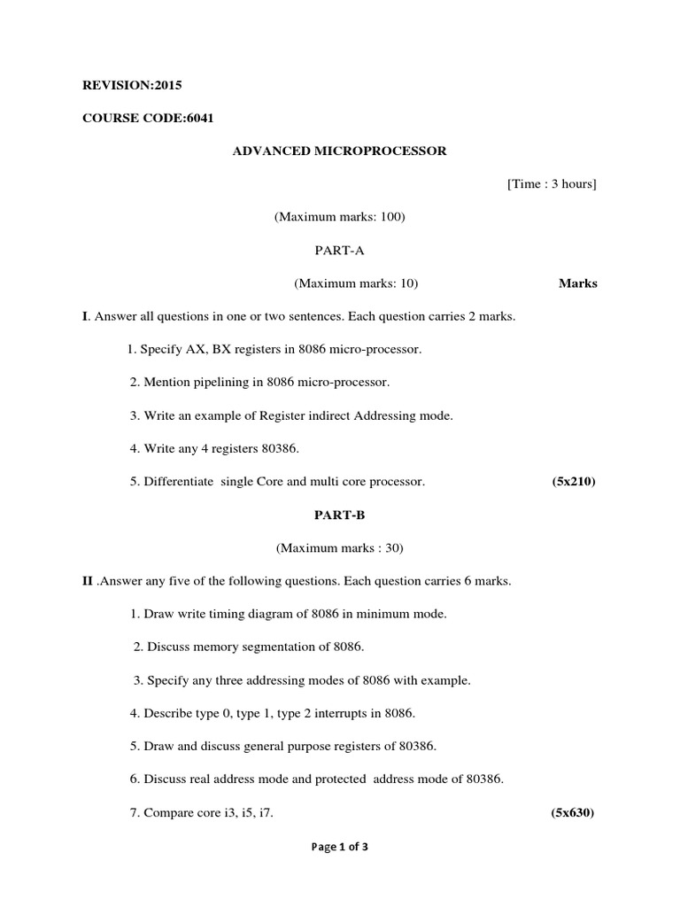 Advanced Microprocessor Exam Guide | PDF | Central Processing Unit | Multi Core Processor