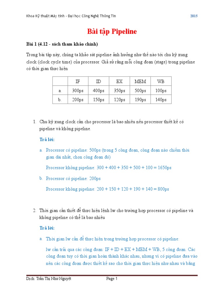 Bai Tap C4 - Pipeline - Dap An | PDF