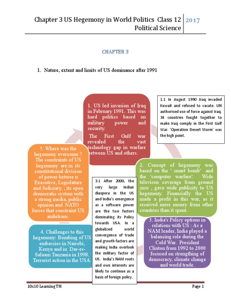 Chapter 3 Political Science Class 12 PDF | PDF | Hegemony | Iraq War