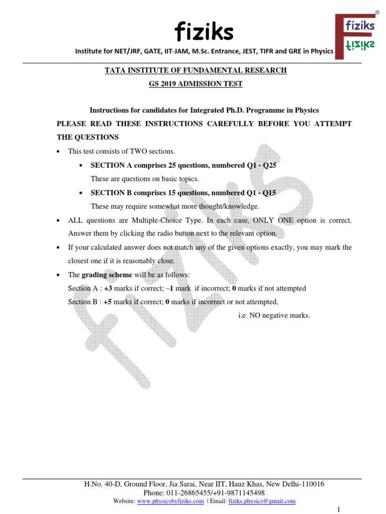 Tifr Paper 2019 | PDF | Wavelength | Electron