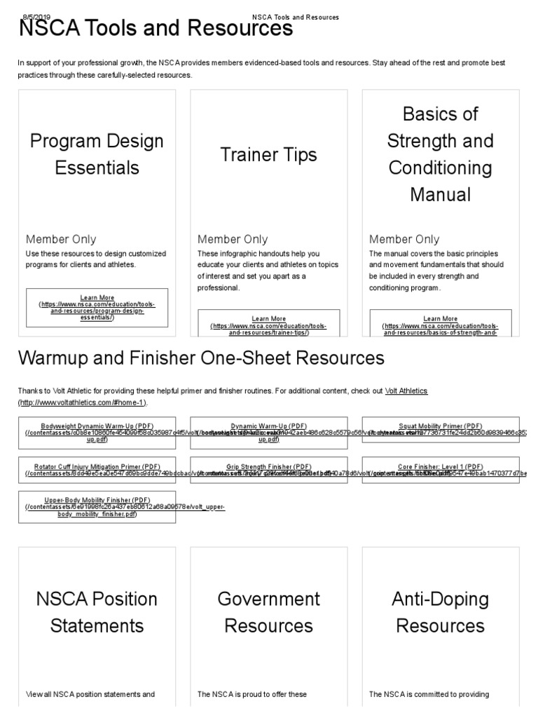 NSCA Tools and Resources PDF | Download Free PDF | Personal Trainer ...