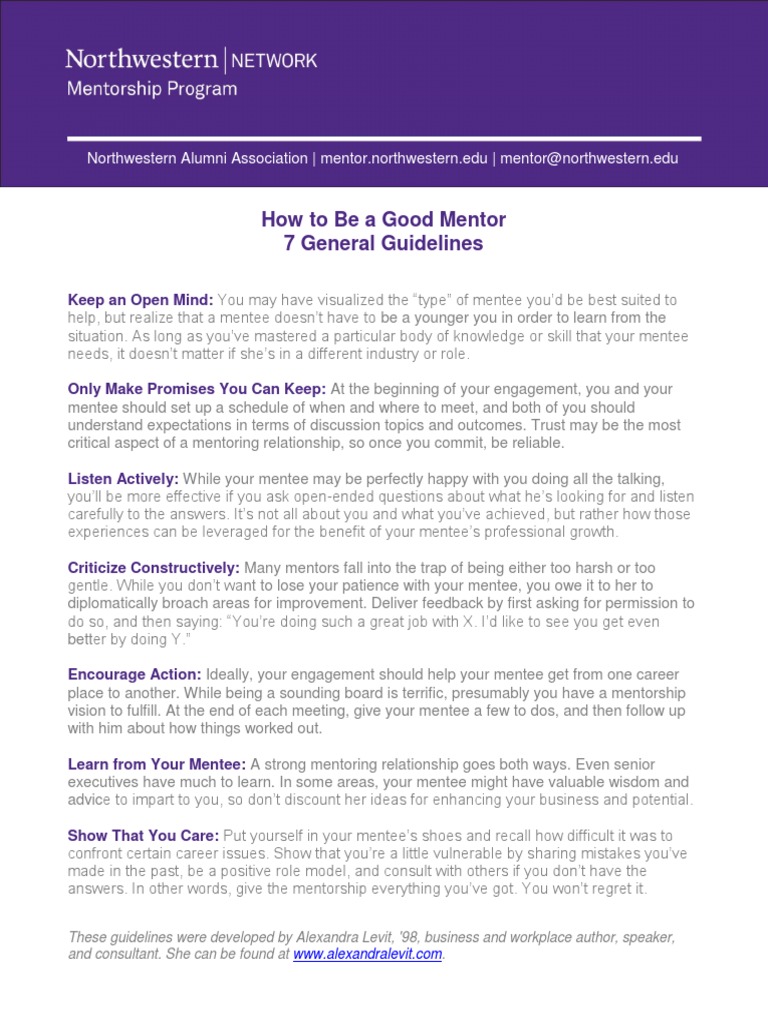 How To Be A Good Mentor 7 General Guidelines | PDF | Mentorship ...