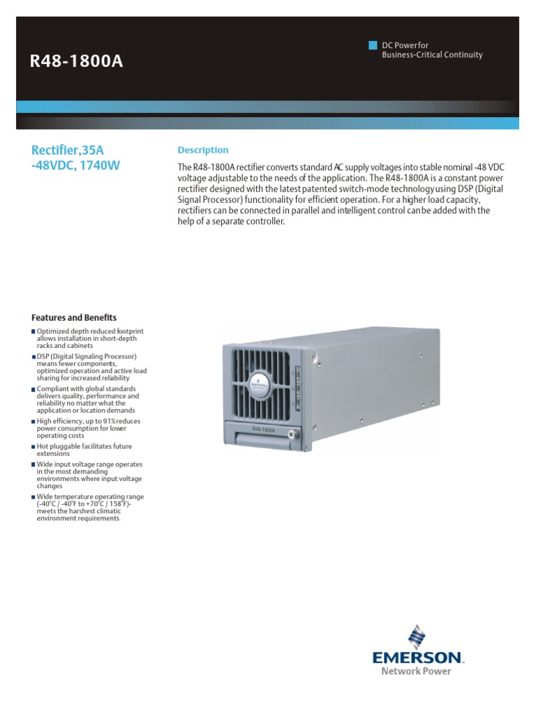 R48-1800A Datasheet Rev1.4 20061211 | PDF | Rectifier | Alternating Current