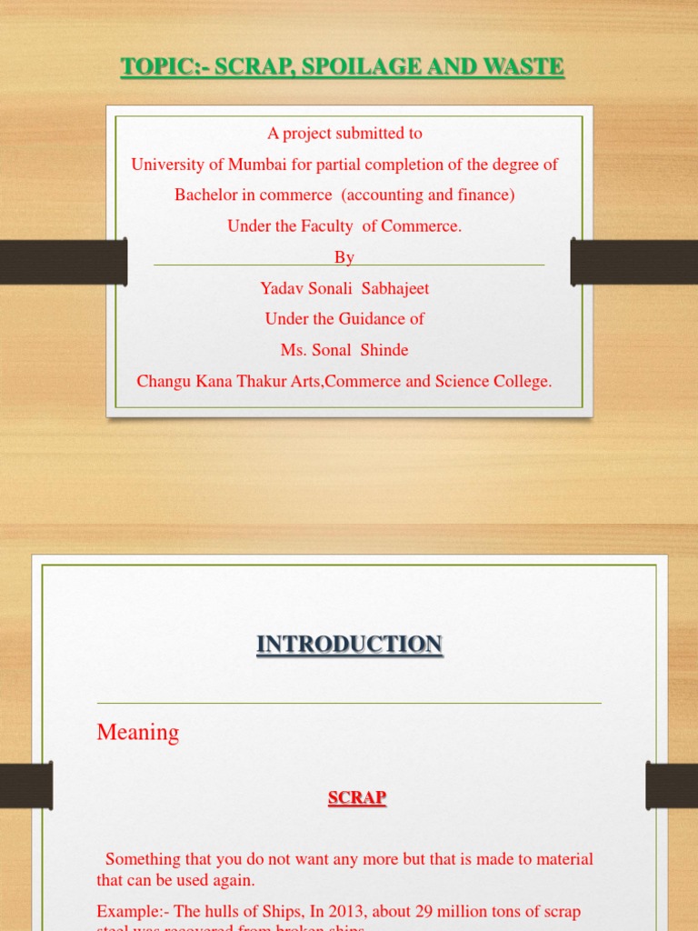Analysis of Scrap, Spoilage, Waste and Shrinkage in Manufacturing | PDF ...