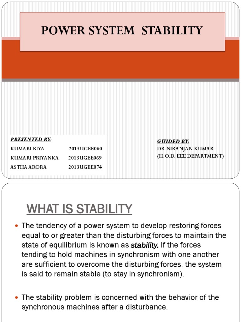 Power System Stability: Presented By: Guided by | PDF | Steady State ...