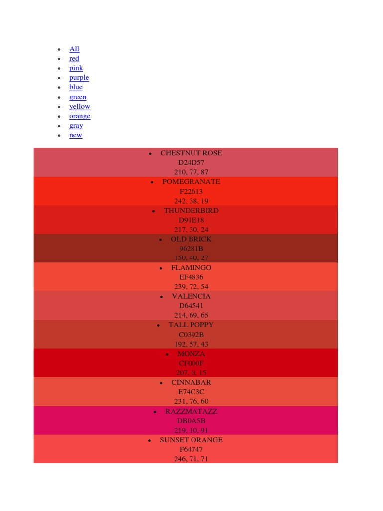 All Red Pink Purple Blue Green Yellow Orange Gray New | PDF | Art ...