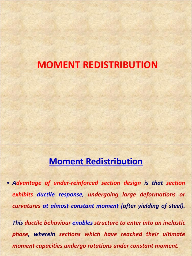 Moment Redistribution | PDF | Plasticity (Physics) | Beam (Structure)