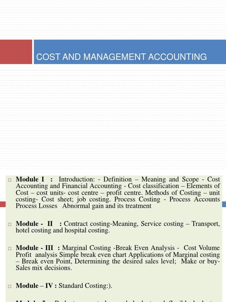 Cost and Management Accounting | PDF | Management Accounting | Cost ...