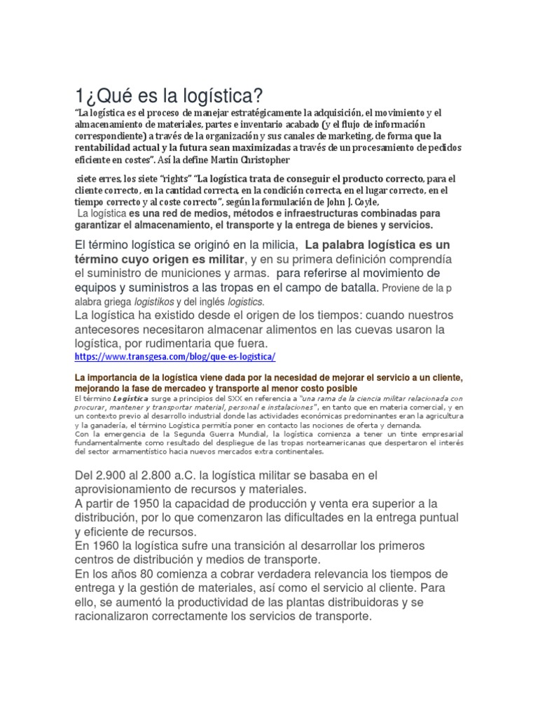 Principios Logistica | PDF | Logística | Obtención