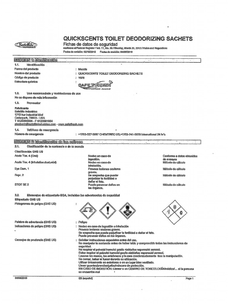 MSDS Quick Scents Reg 2019 PDF | PDF