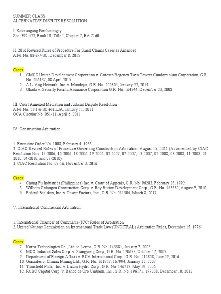 Adr Syllabus | PDF | Alternative Dispute Resolution | Arbitration