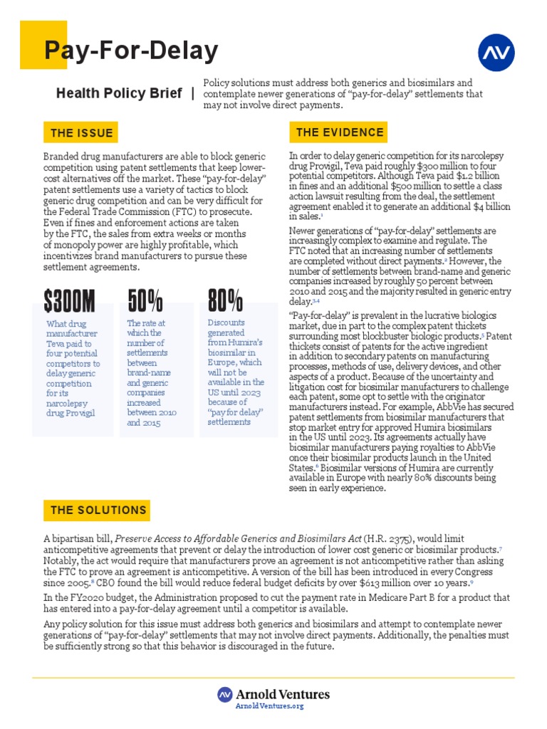 Pay For Delay | PDF | Generic Drug | Pharmaceutical