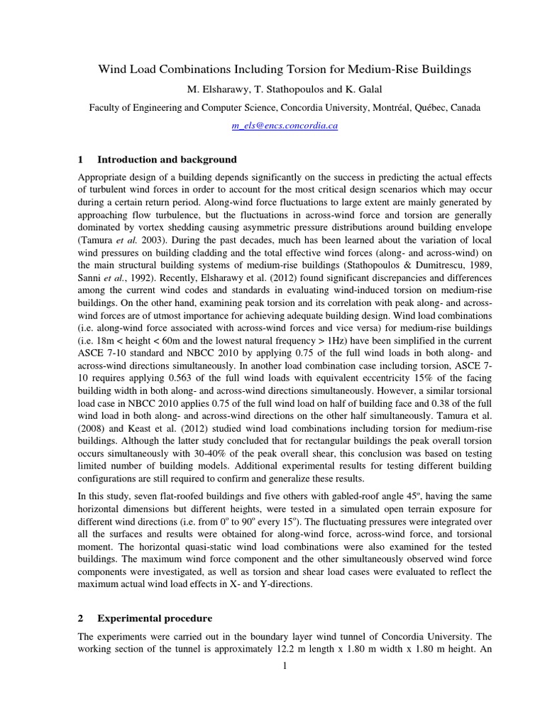 Wind Load Combinations Including Torsion For Medium-Rise Buildings ...