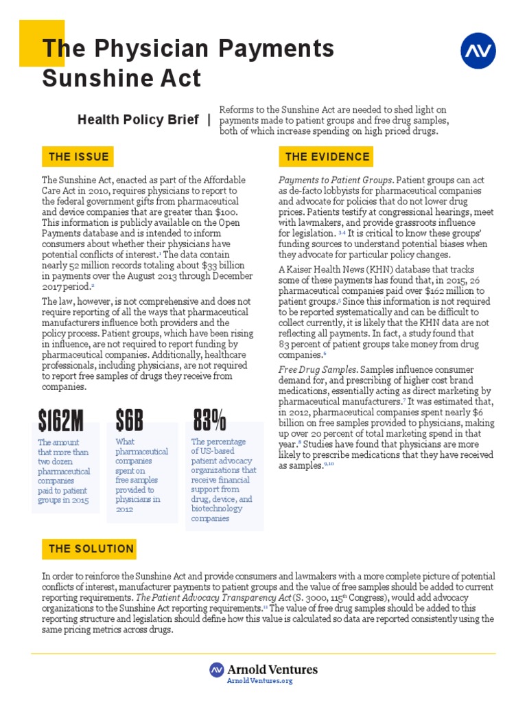 Sunshine Act | PDF | Pharmaceutical Industry | Health Policy