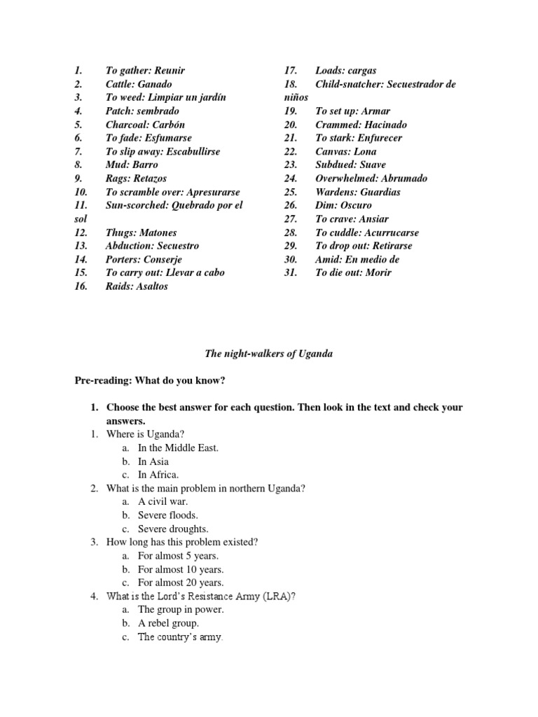Pre-Reading: What Do You Know? 1. Choose The Best Answer For Each ...