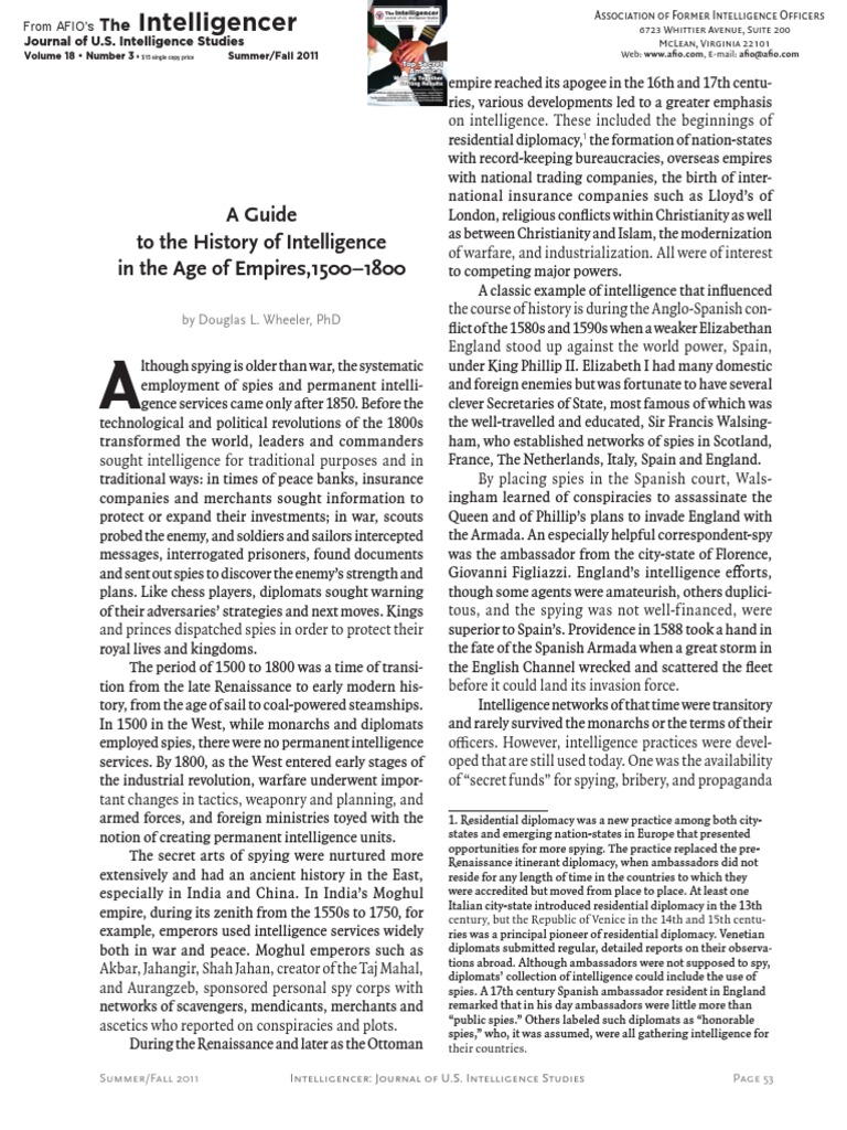 History of Intelligence in The Age of Empire | PDF | Espionage | Diplomacy