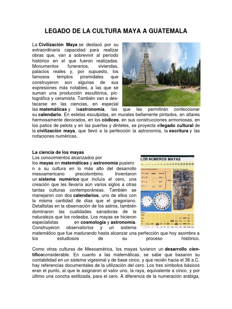 Legado de La Cultura Maya A Guatemala | PDF | Civilización maya ...