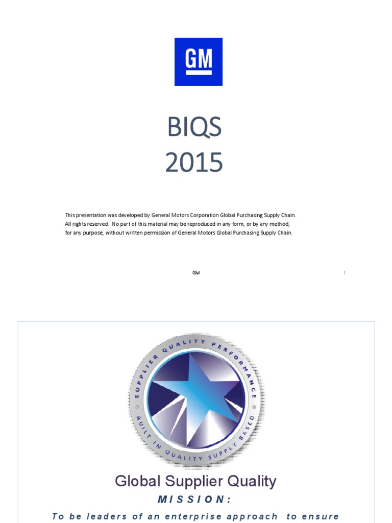 GM 1927-36 BIQS Training Material (Read-Only) | PDF | Verification And Validation | Calibration