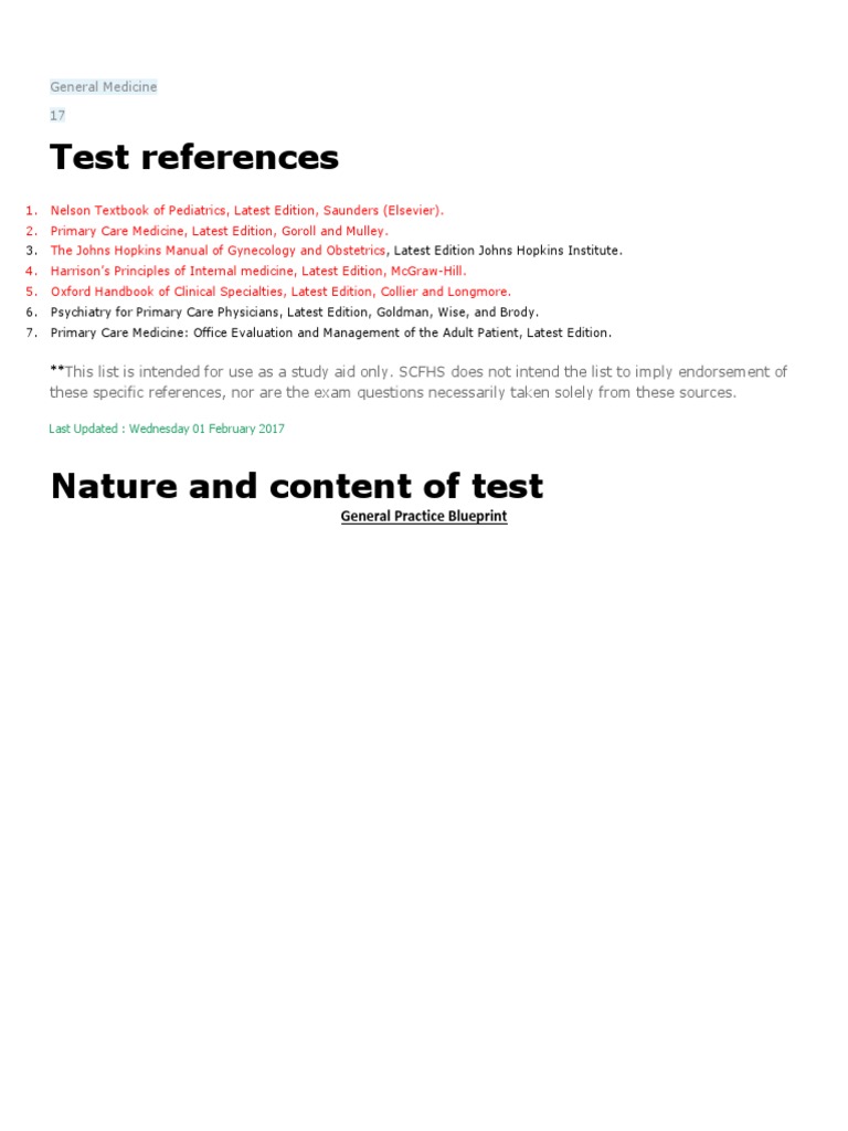 Test References: General Medicine 17 | PDF | Internal Medicine ...
