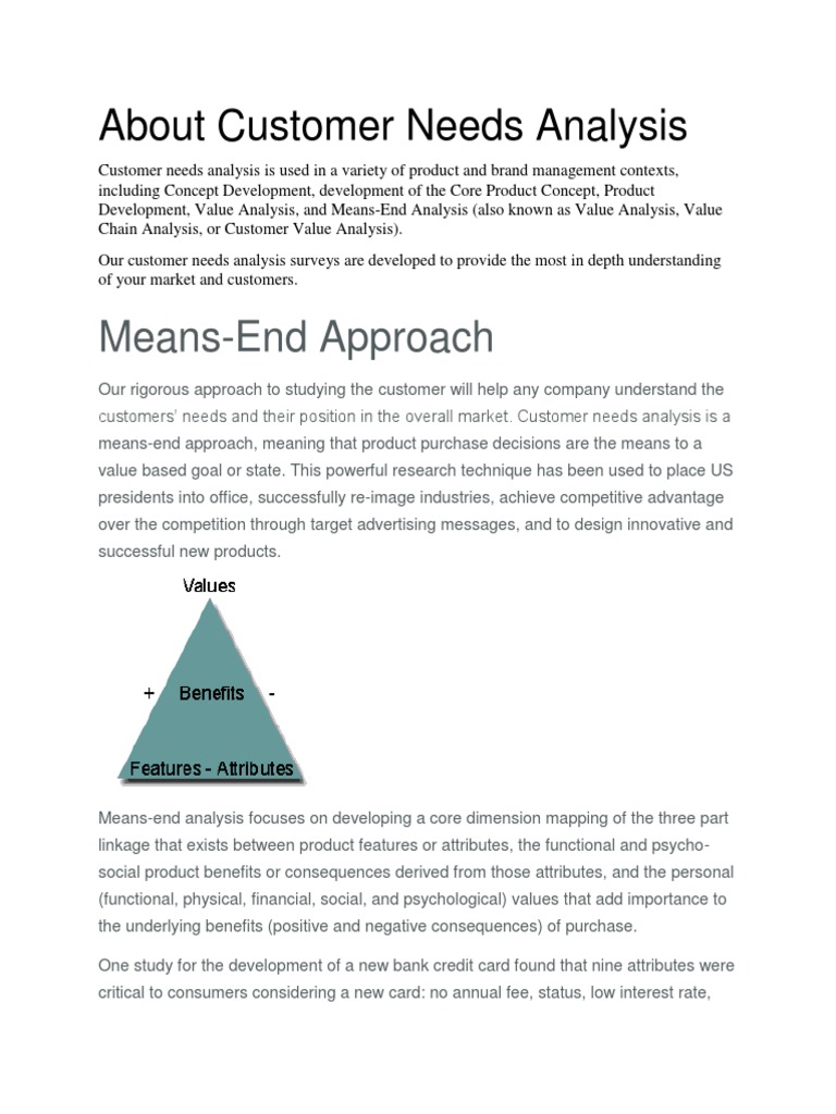 About Customer Needs Analysis | PDF | Competition | Brand