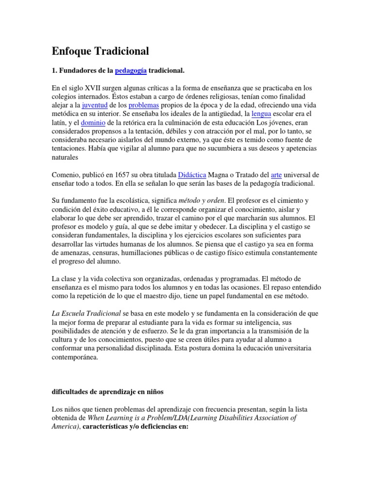 Enfoque Tradicional | PDF | Aprendizaje | Sicología