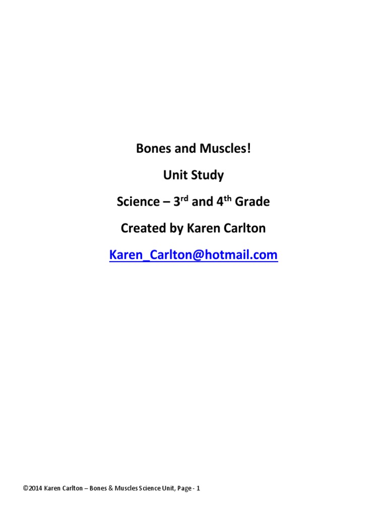 Bones and Muscles! Unit Study Science - 3 and 4 Grade Created by Karen ...