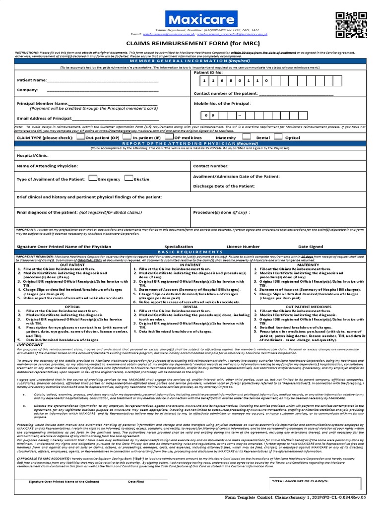 Claims Reimbursement Form PDF | PDF | Automated Teller Machine ...