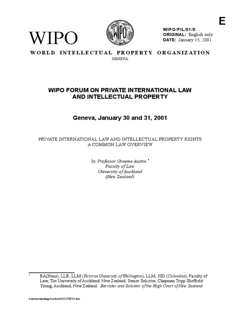 Wipo Forum On Private International Law and Intellectual Property | PDF ...