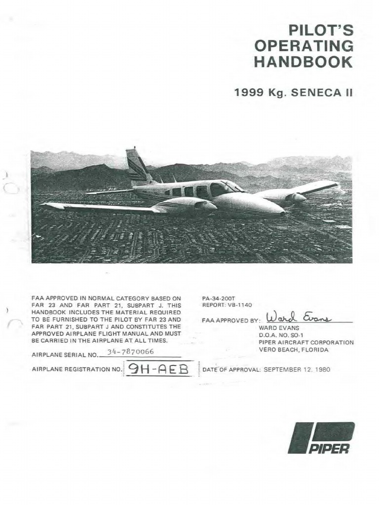 Piper Seneca II POH | PDF | Airspeed | Atmospheric Pressure
