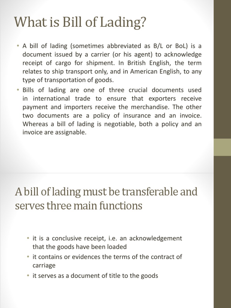 What Is Bill of Lading? | PDF | Bill Of Lading | Cargo