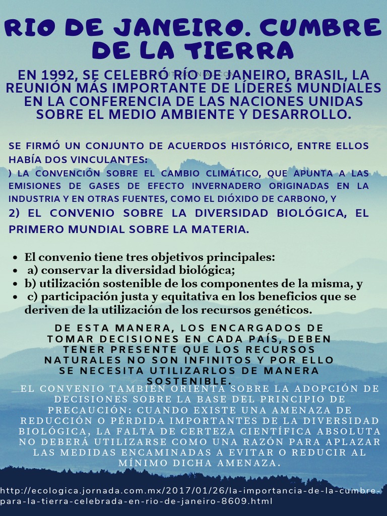 Rio de Janeiro. Cumbre de La Tierra | PDF | Biodiversidad | Entorno natural