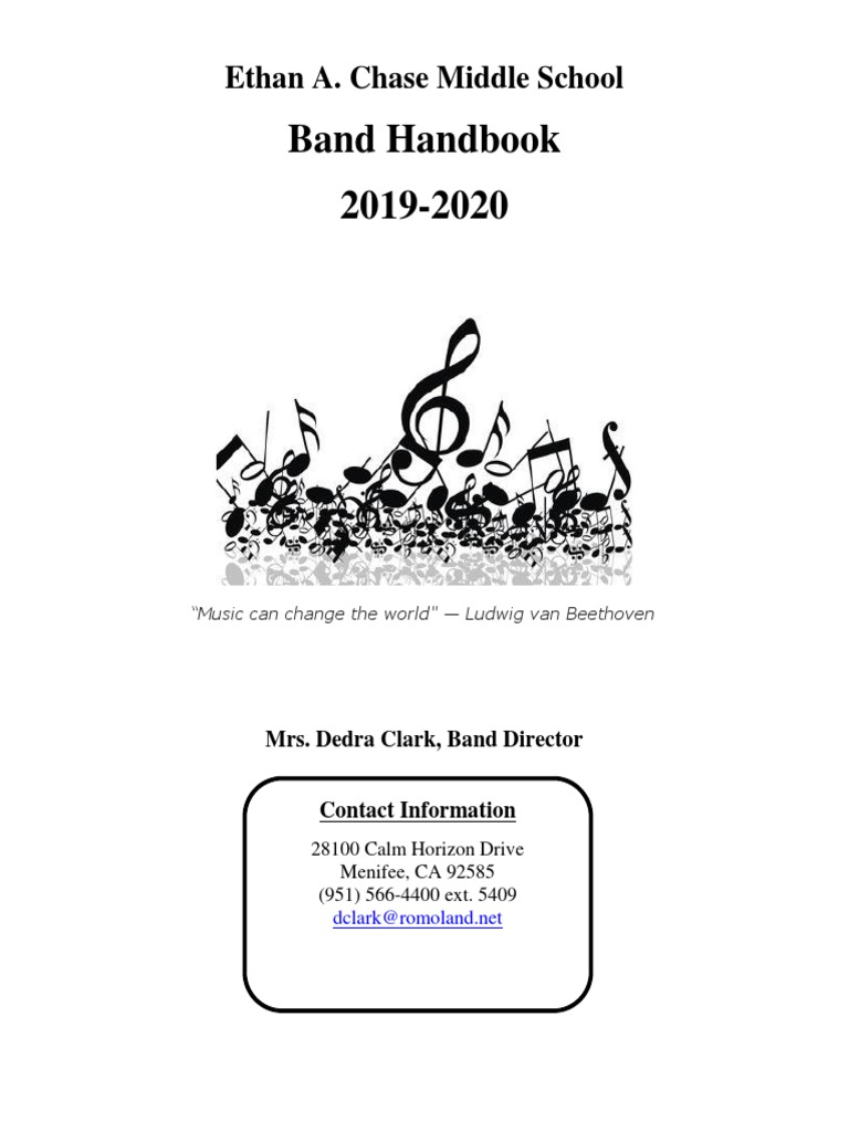 Band Handbook 2019-2020 | PDF | Musical Instruments | Aerophones
