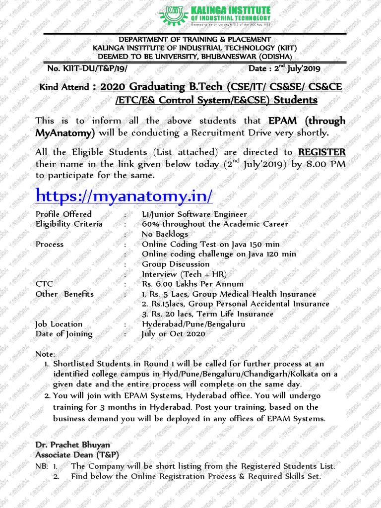 2020 Graduating B.Tech Students: (Cse/It/ Cs&Se/ Cs&Ce /Etc/E& Control ...