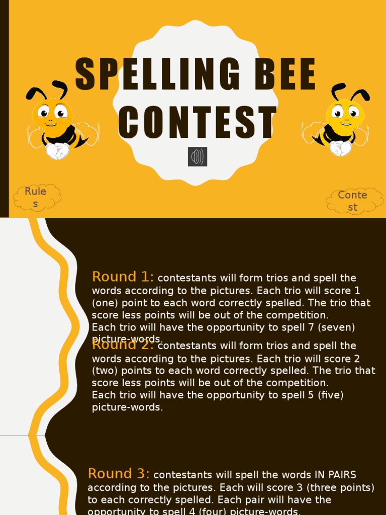 Spelling Bee Contest Flashcards Picture Description Exercises 103307 ...