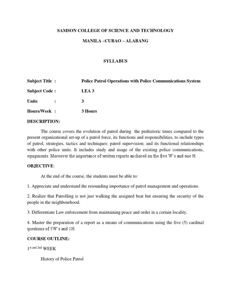 Police Patrol Opn Syllabus | PDF | Police | Public Services